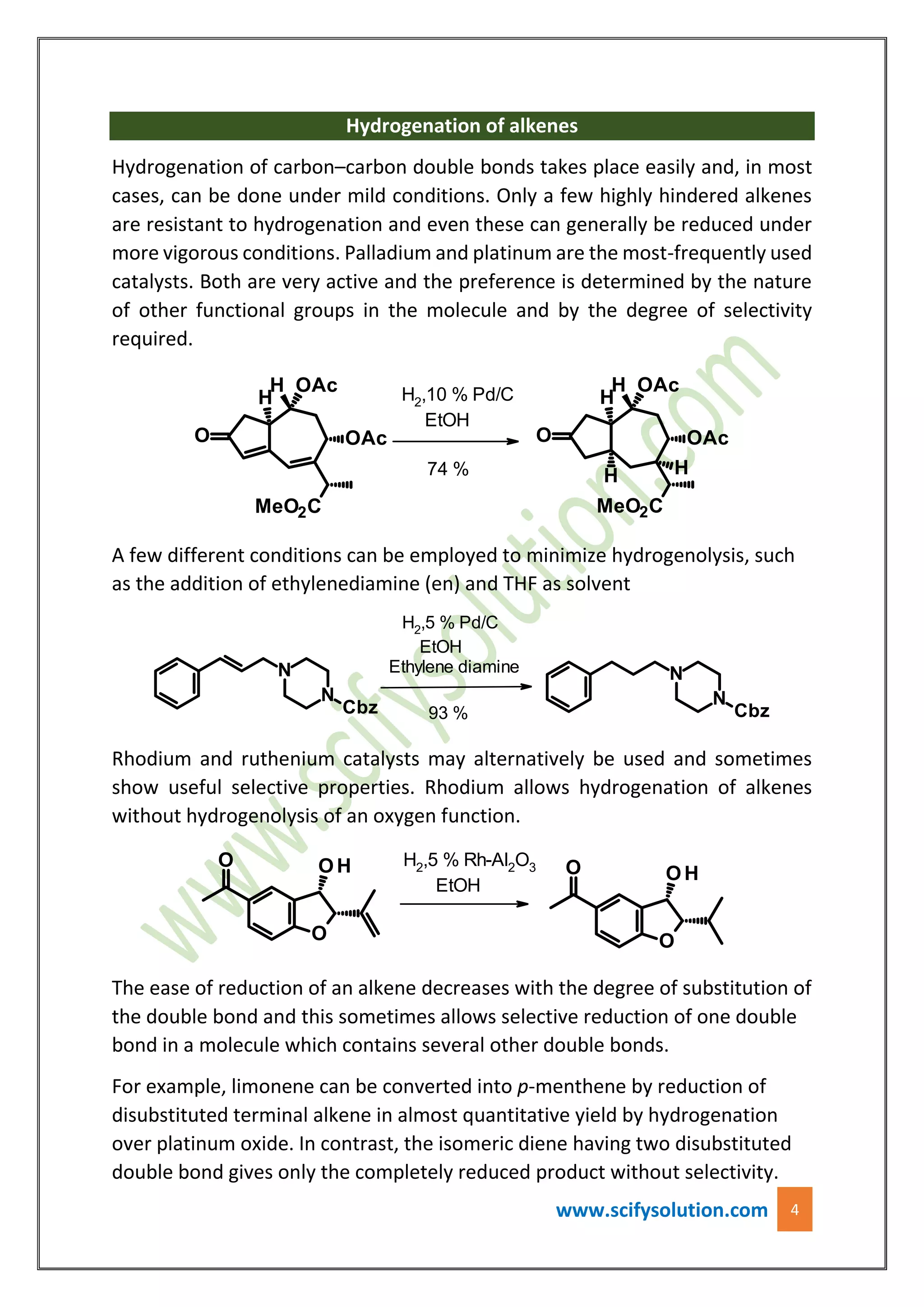 Reduction using catalytic hydrogenation | PDF