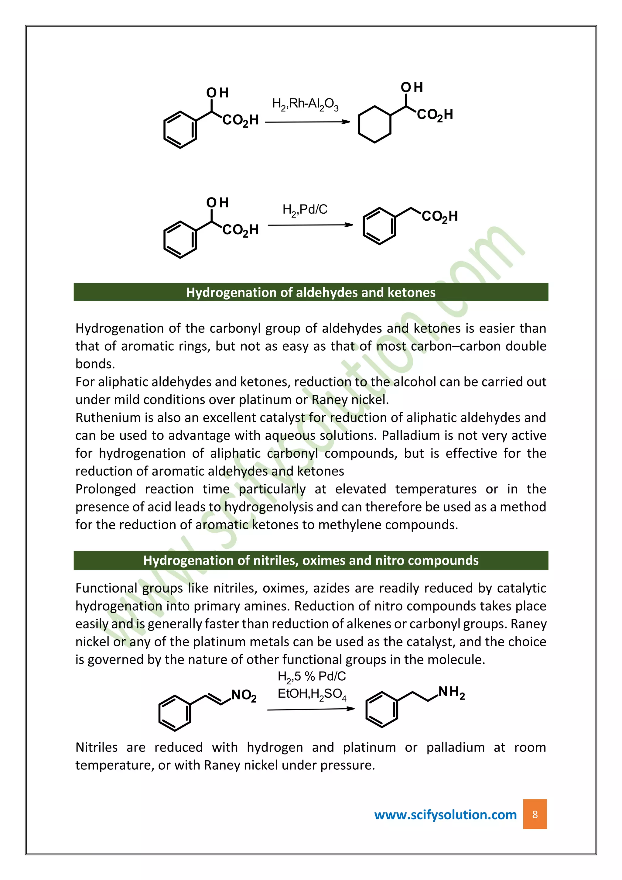 Reduction using catalytic hydrogenation | PDF