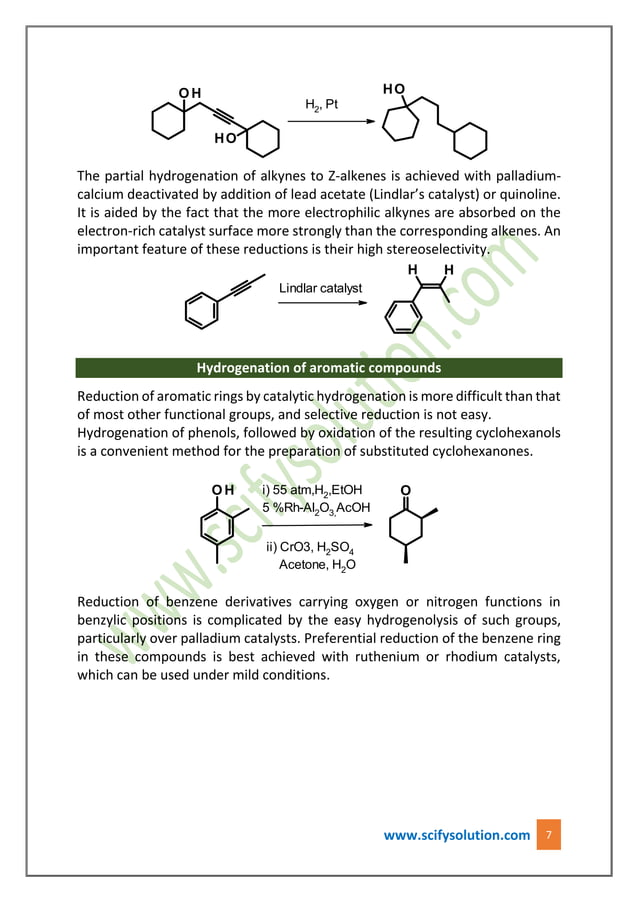 Reduction using catalytic hydrogenation | PDF | Chemistry | Science