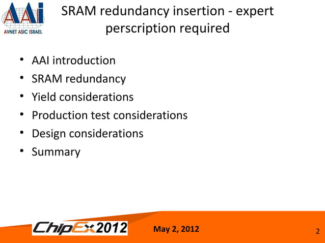 SRAM redundancy insertion | PPT | Data Storage and Warehousing | Computing
