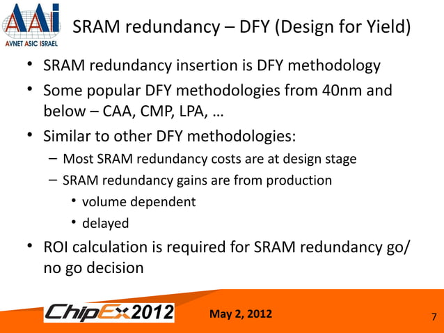 SRAM redundancy insertion | PPT | Data Storage and Warehousing | Computing