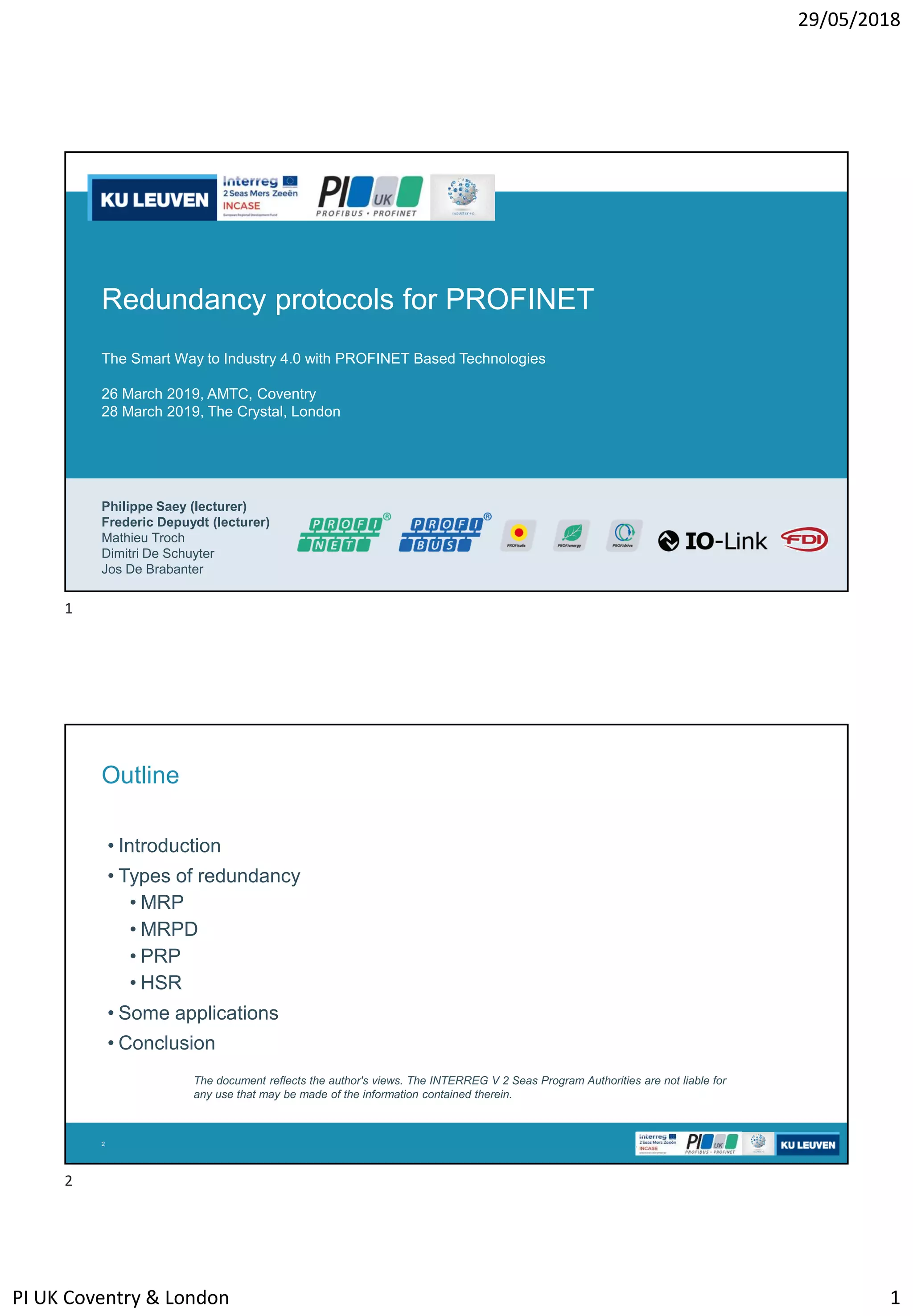 Redundancy for PROFINET networks - Frederic Depuydt & Philippe Saey, KU ...