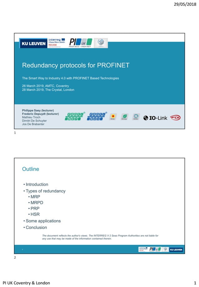 Redundancy for PROFINET networks - Frederic Depuydt & Philippe Saey, KU Leuven (Catholic ...