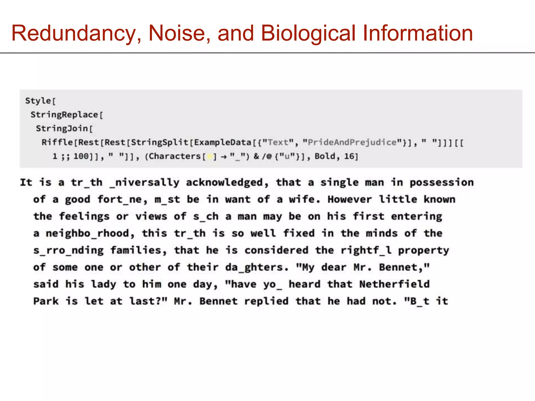 Unit 3: Redundancy, noise, and biological information | PPTX
