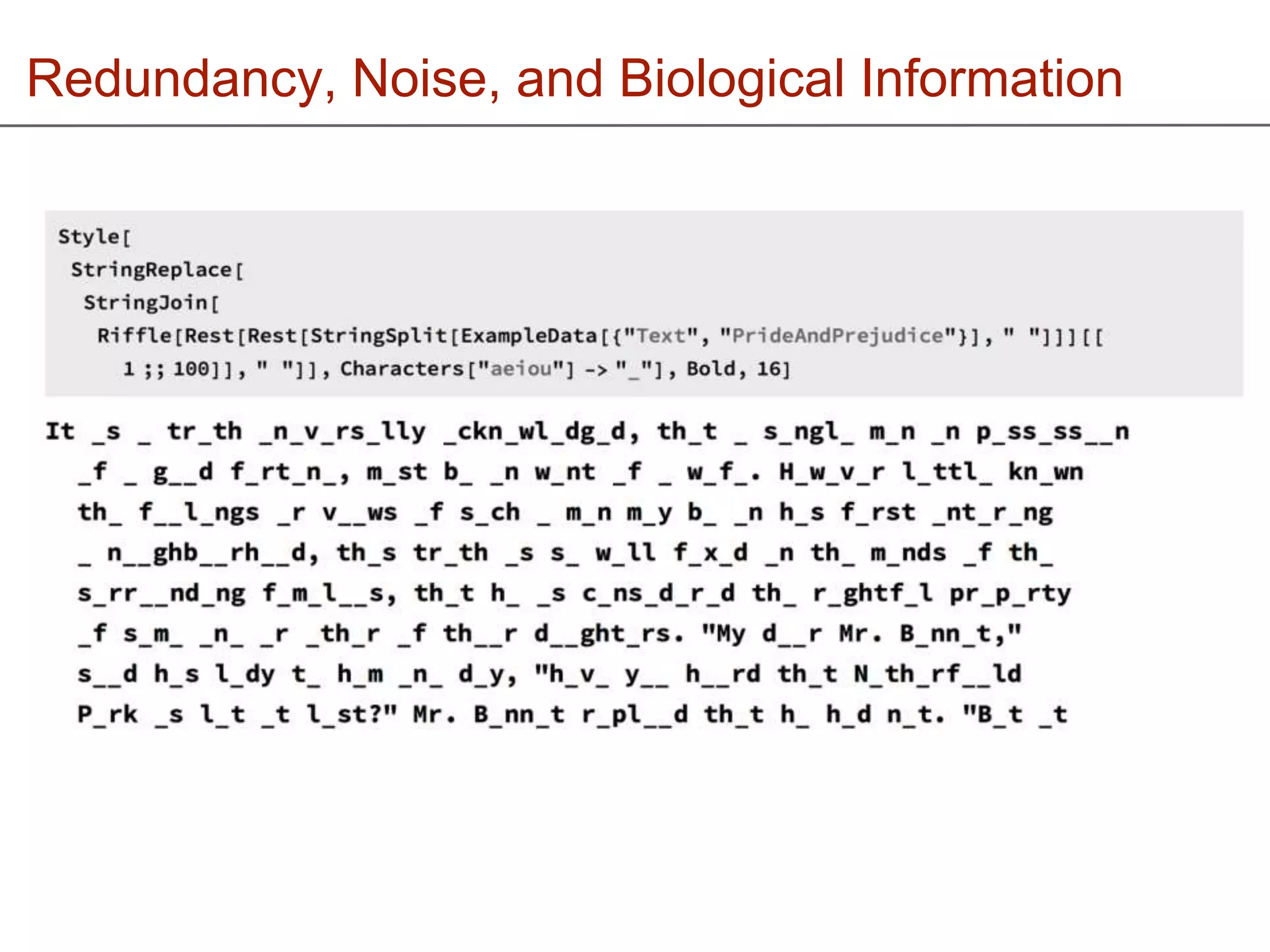Unit 3: Redundancy, noise, and biological information | PPTX