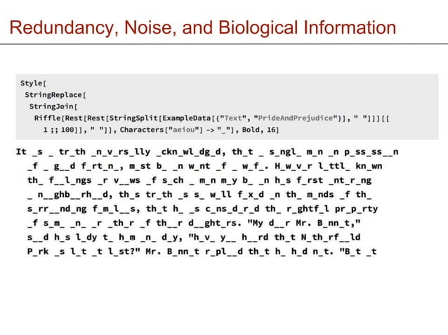 Unit 3 Redundancy Noise And Biological Information Ppt