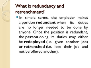 Redundancy, Retrenchment and Separation | PPT