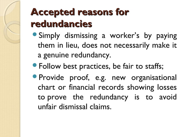 Redundancy, Retrenchment and Separation | PPT