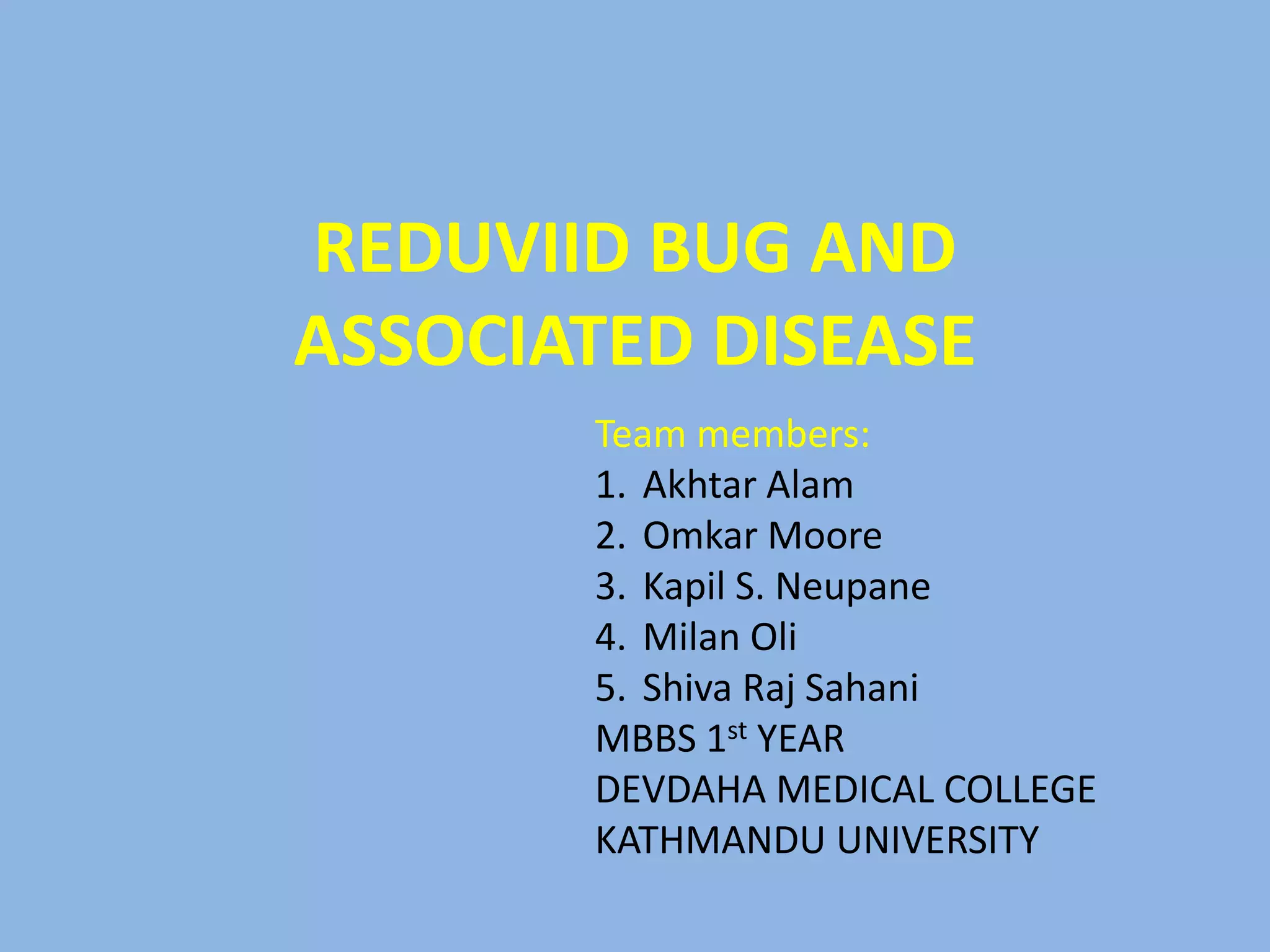Reduviid bug And Chagas Disease | PPTX