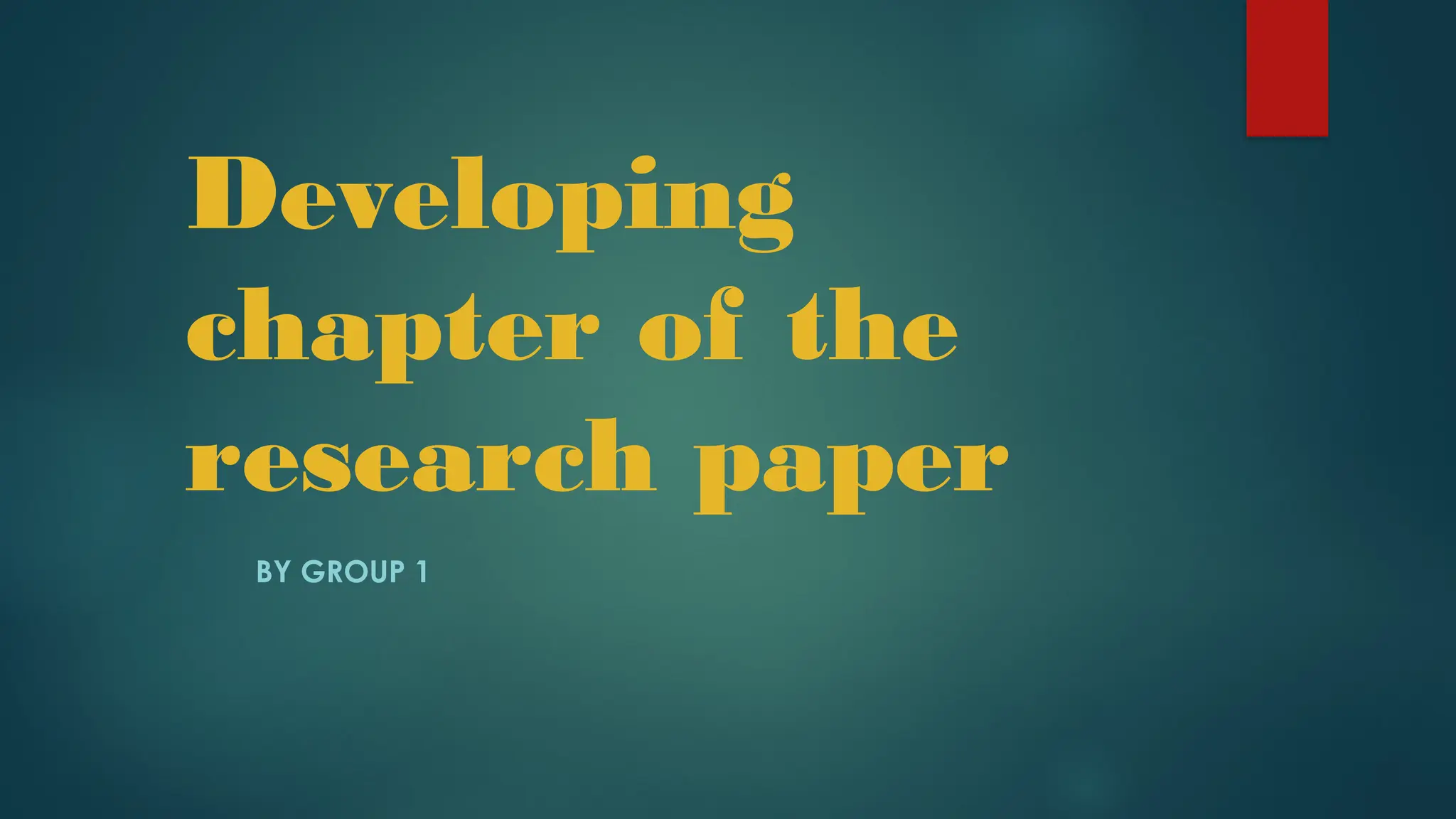 Research Paper Chapter 1 description and meaning | PPTX