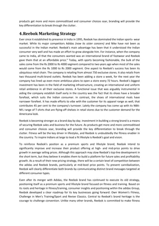 Reebok marketing analysis | DOCX