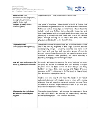 Reece mechan final major project - proposal form | PDF