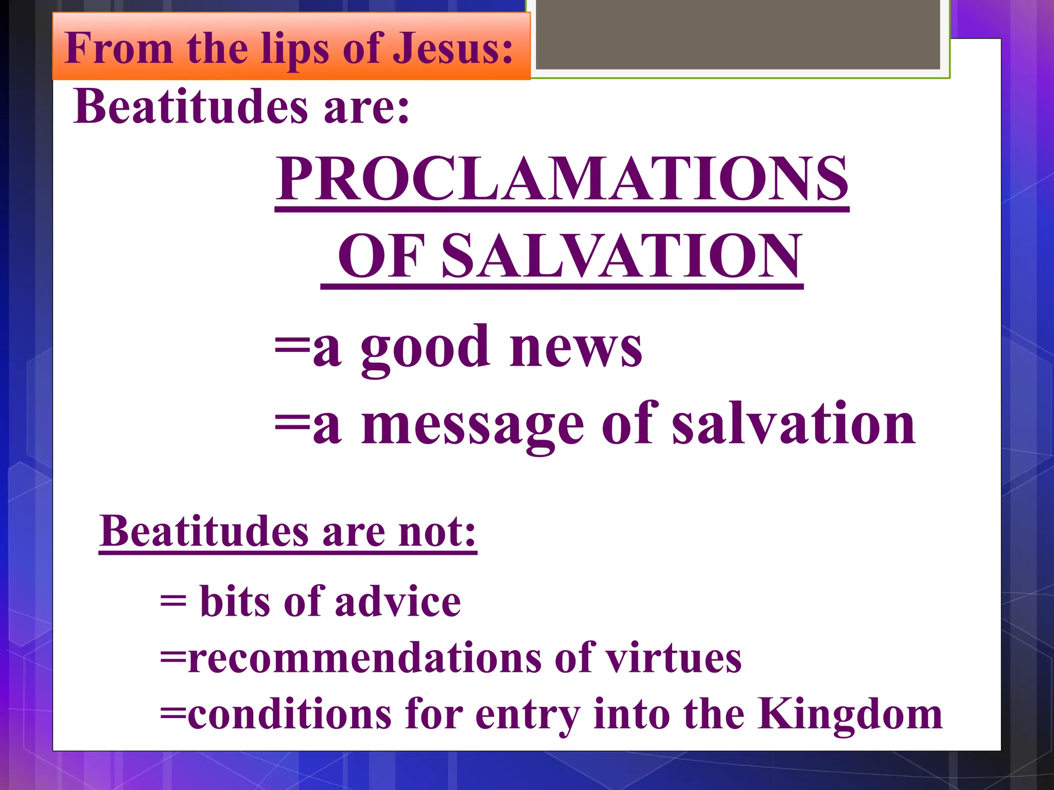 ReEd 102 Lesson 3 Beatitudes.ppt RELIGIOUS EDUCATION | PPT