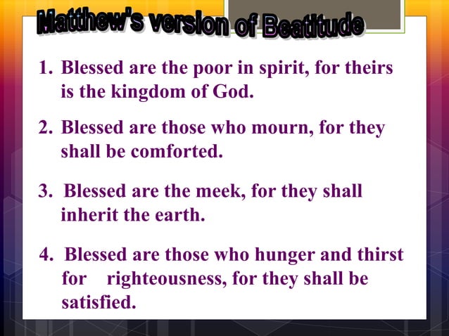 ReEd 102 Lesson 3 Beatitudes.ppt RELIGIOUS EDUCATION | PPT