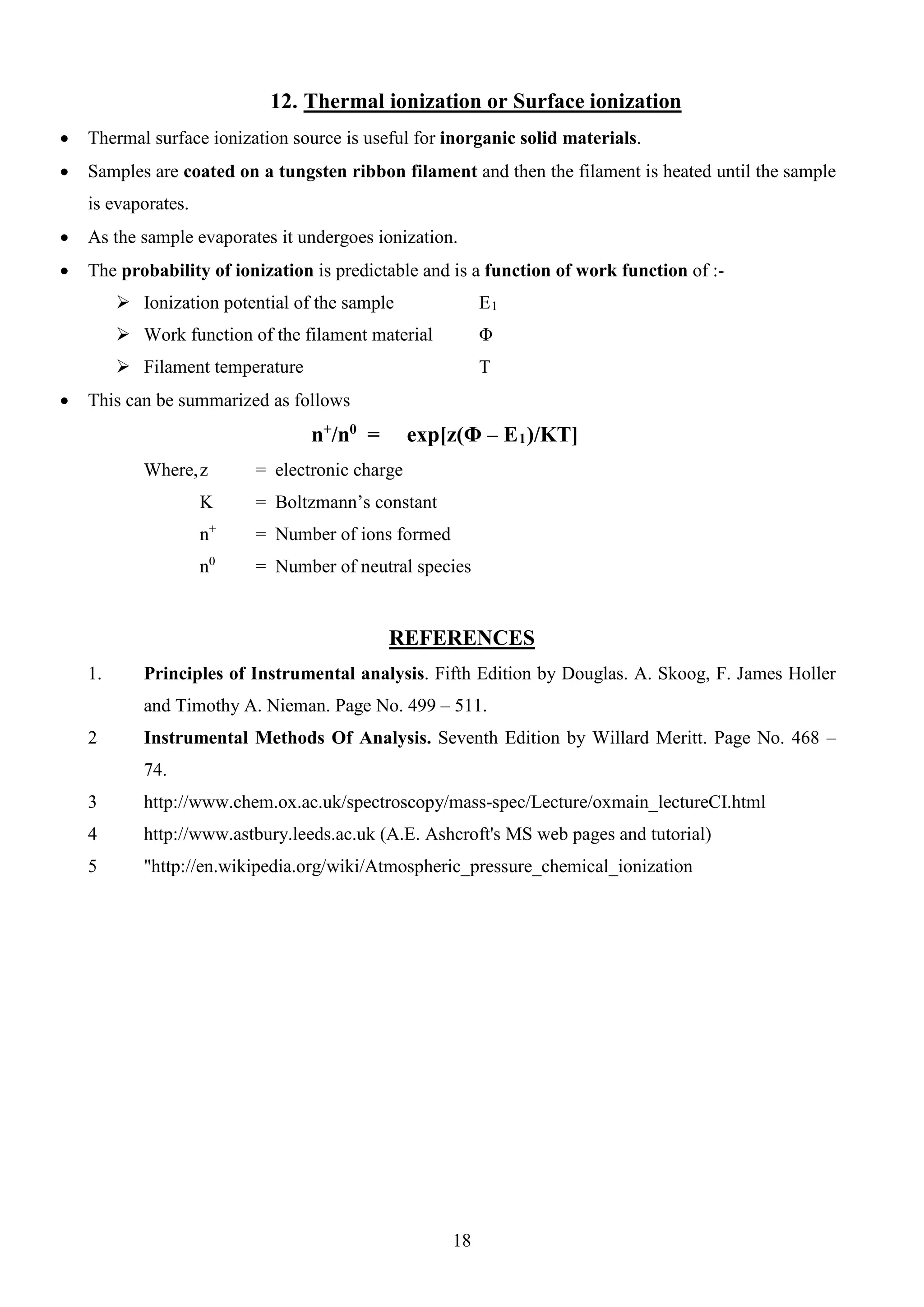 Ionizaion Techniques - Mass Spectroscopy | PDF