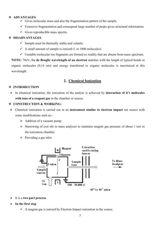 Ionizaion Techniques - Mass Spectroscopy | PDF