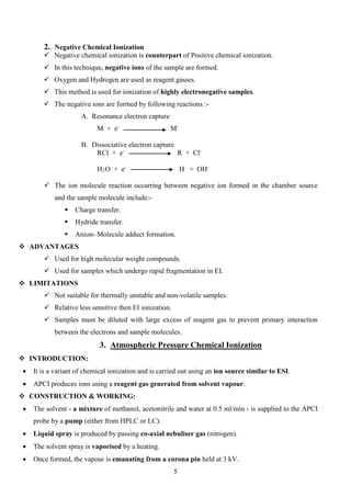 Ionizaion Techniques - Mass Spectroscopy | PDF