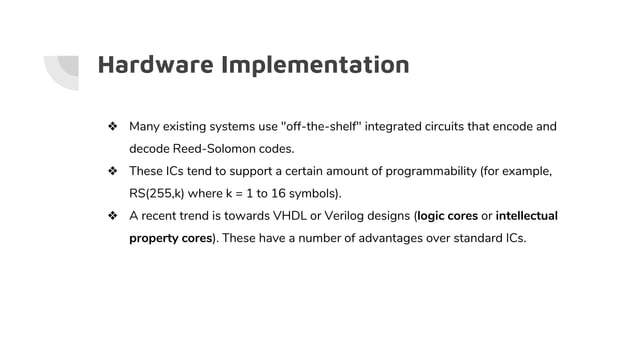 Reed solomon codes | PPTX | Programming Languages | Computing