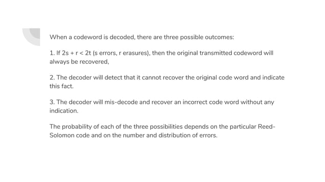 Reed solomon codes | PPTX | Programming Languages | Computing