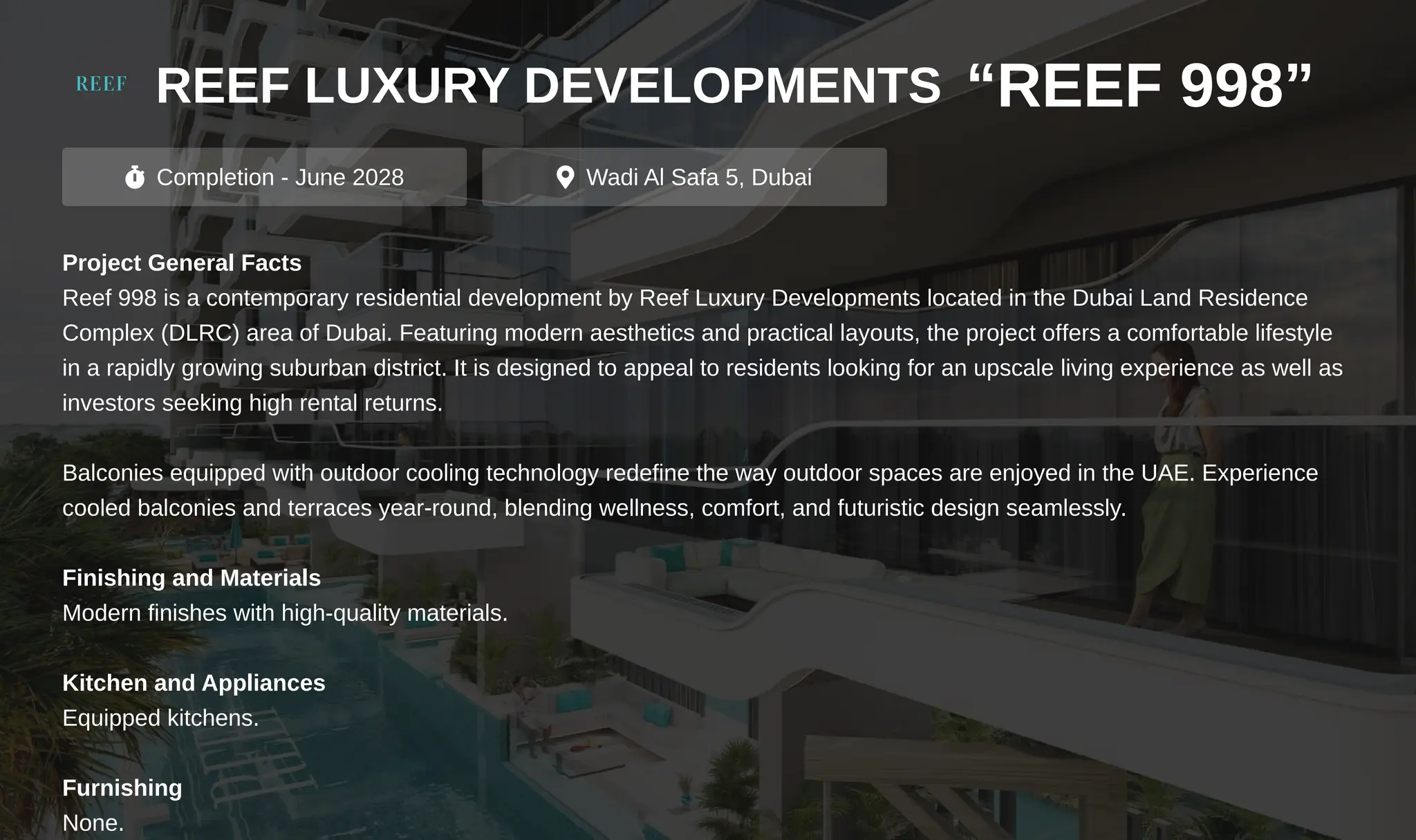 Reef 998 at DLRC – Reef Luxury Developments | PDF