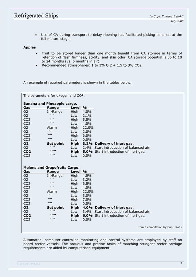 Reefer Vessels | PDF | Chemistry | Science