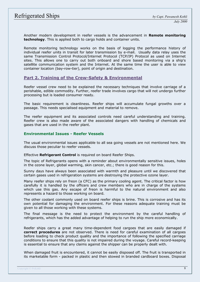 Reefer Vessels | PDF | Chemistry | Science