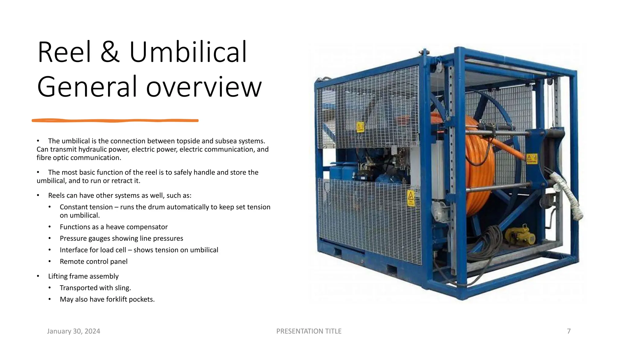 Reel and Umbilical Training for Subsea Hose Reels and Umbilicals | PPTX