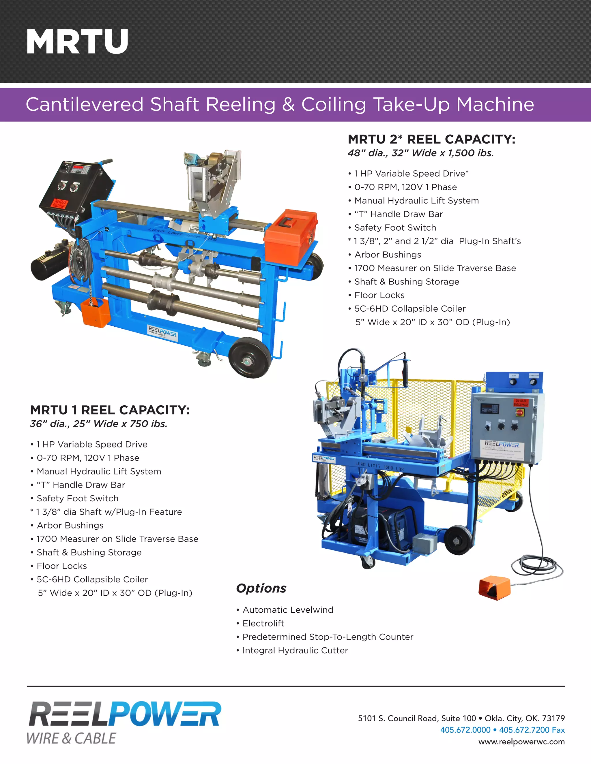 Cantilevered Shaft Reeling & Coiling Take-Up Machine| ReelpowerWC | PDF