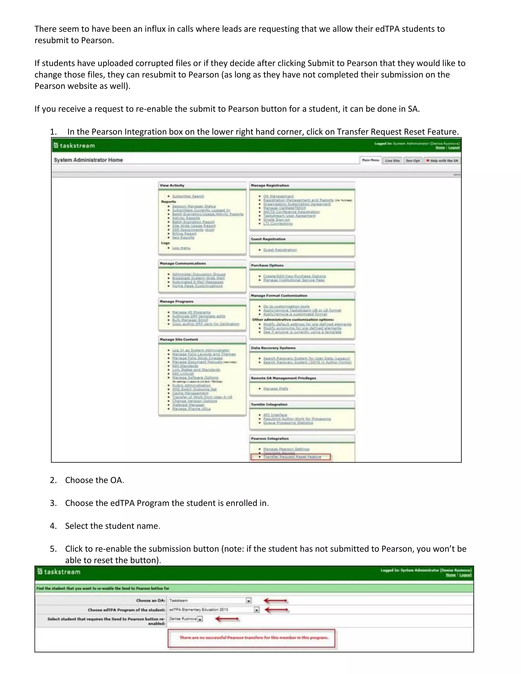 Resetting the submit to pearson button | PDF