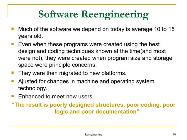 Software Reengineering | PPT
