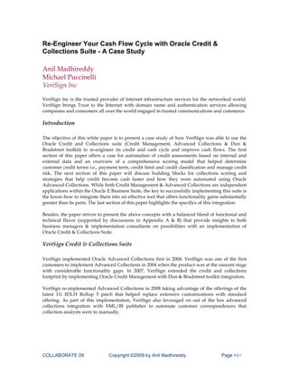 Oracle White Paper: Re-Engineer Your Cash Flow Cycle With Oracle Credit ...