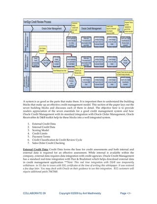 Oracle White Paper: Re-Engineer Your Cash Flow Cycle With Oracle Credit ...