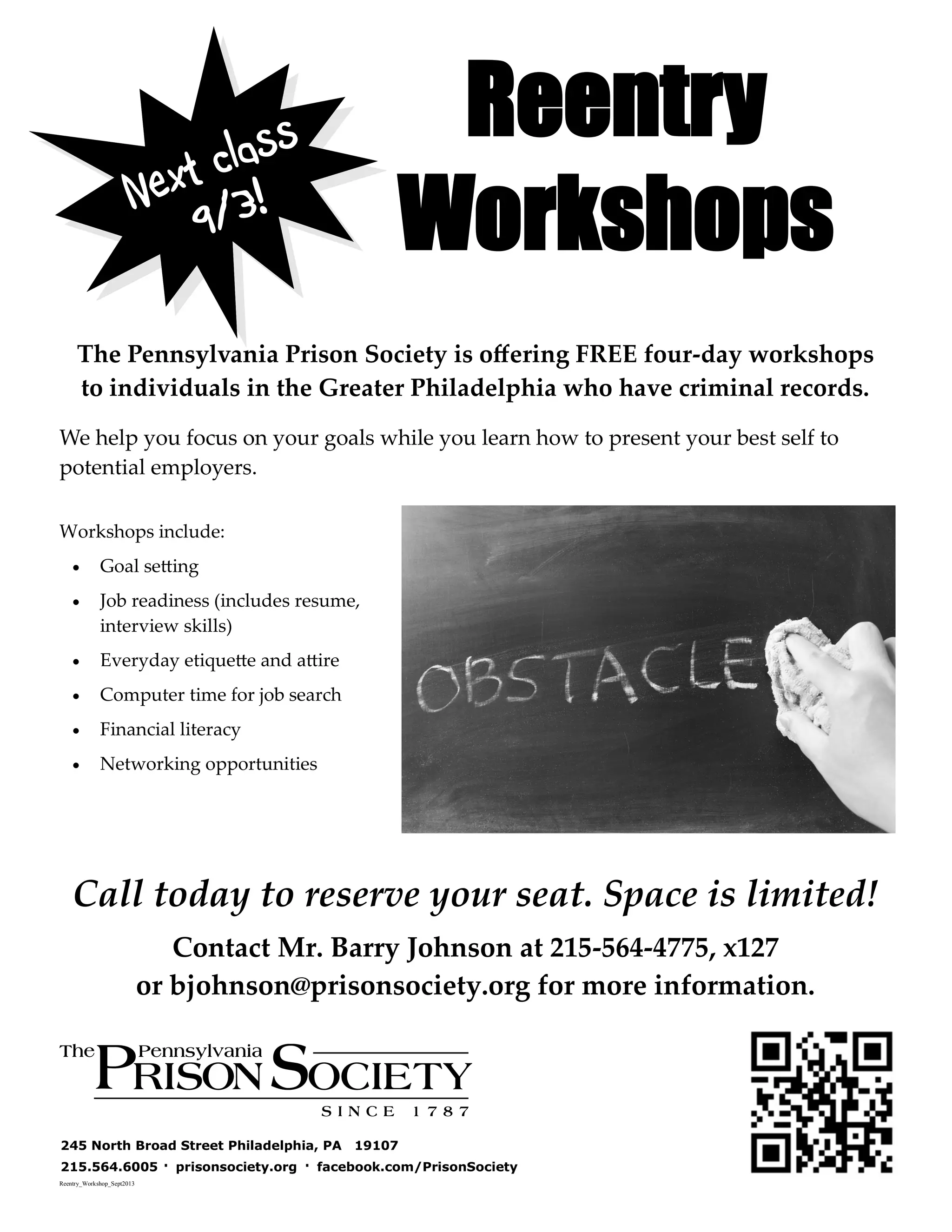 Reentry 4-day workshop 9/3/2013 | PDF