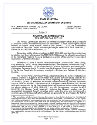 Reno Council member Devon Reese's ethics violations | PDF