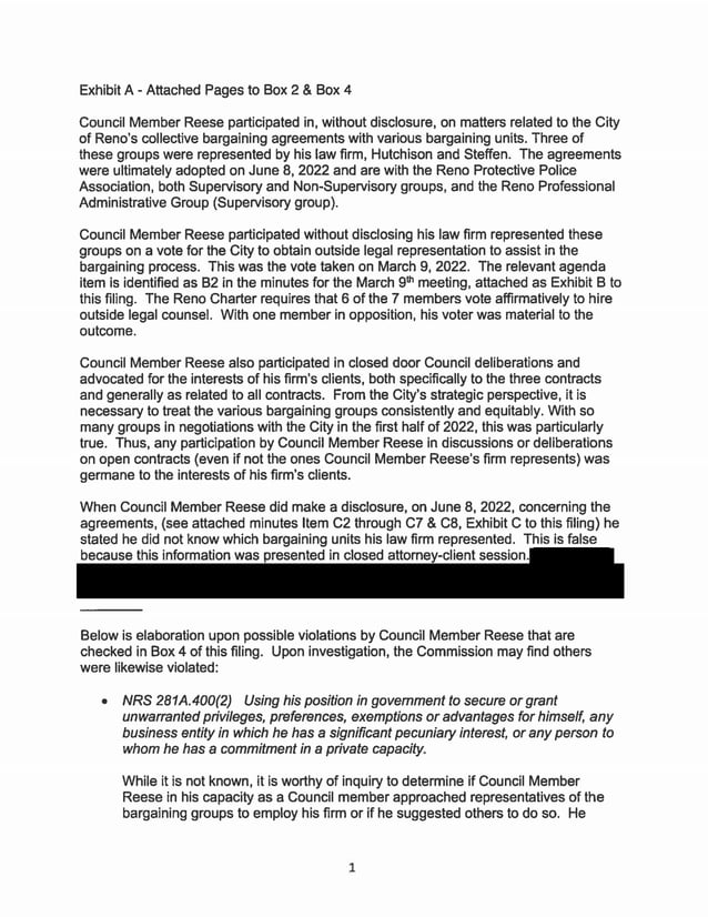 Reno Council member Devon Reese's ethics violations | PDF