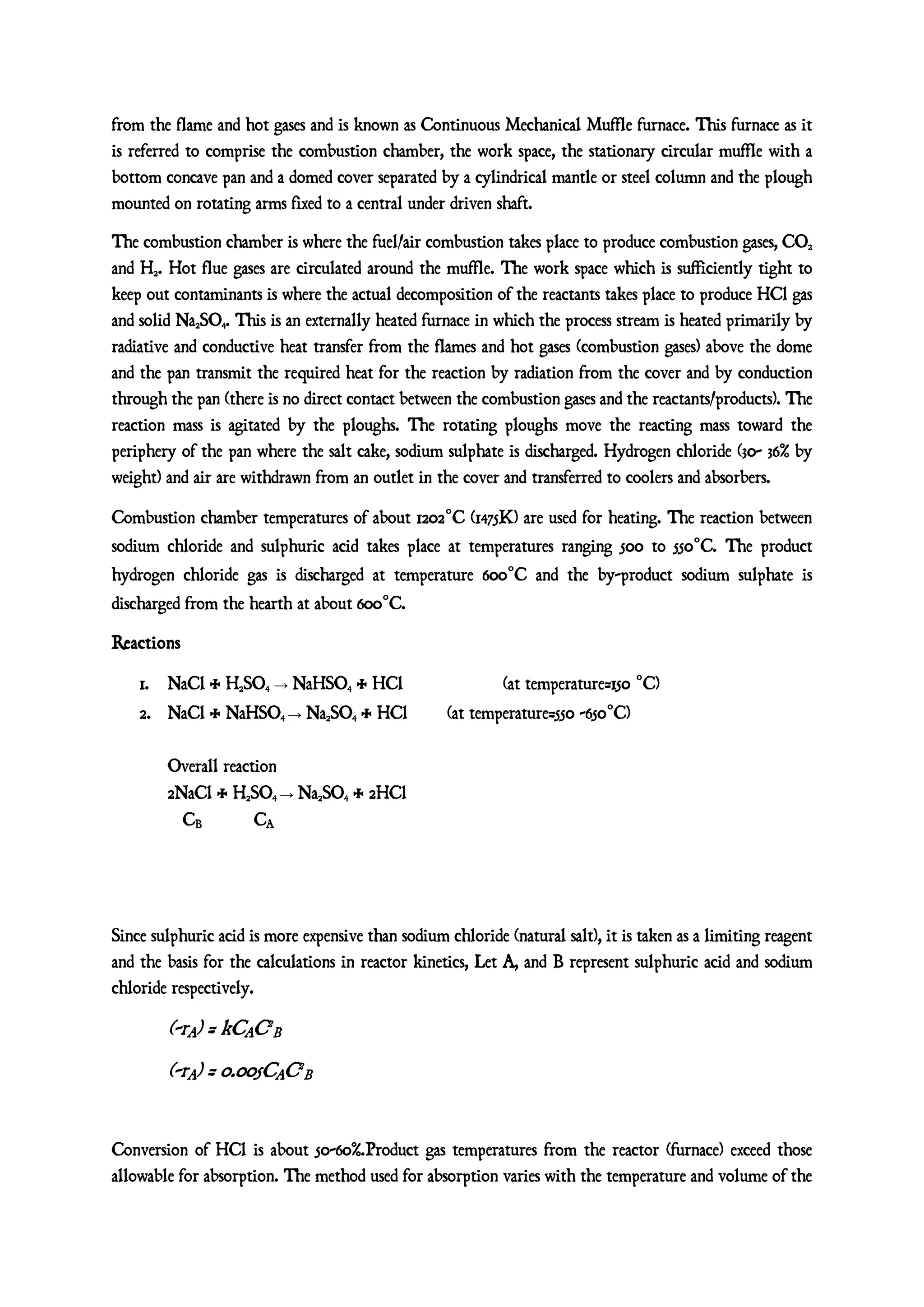 HCl manufacturing salt sulphuric acid process | PDF