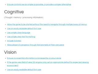 Developing accessibility guidelines for the games industry | PDF