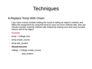 Refactoring Techniques | PPT