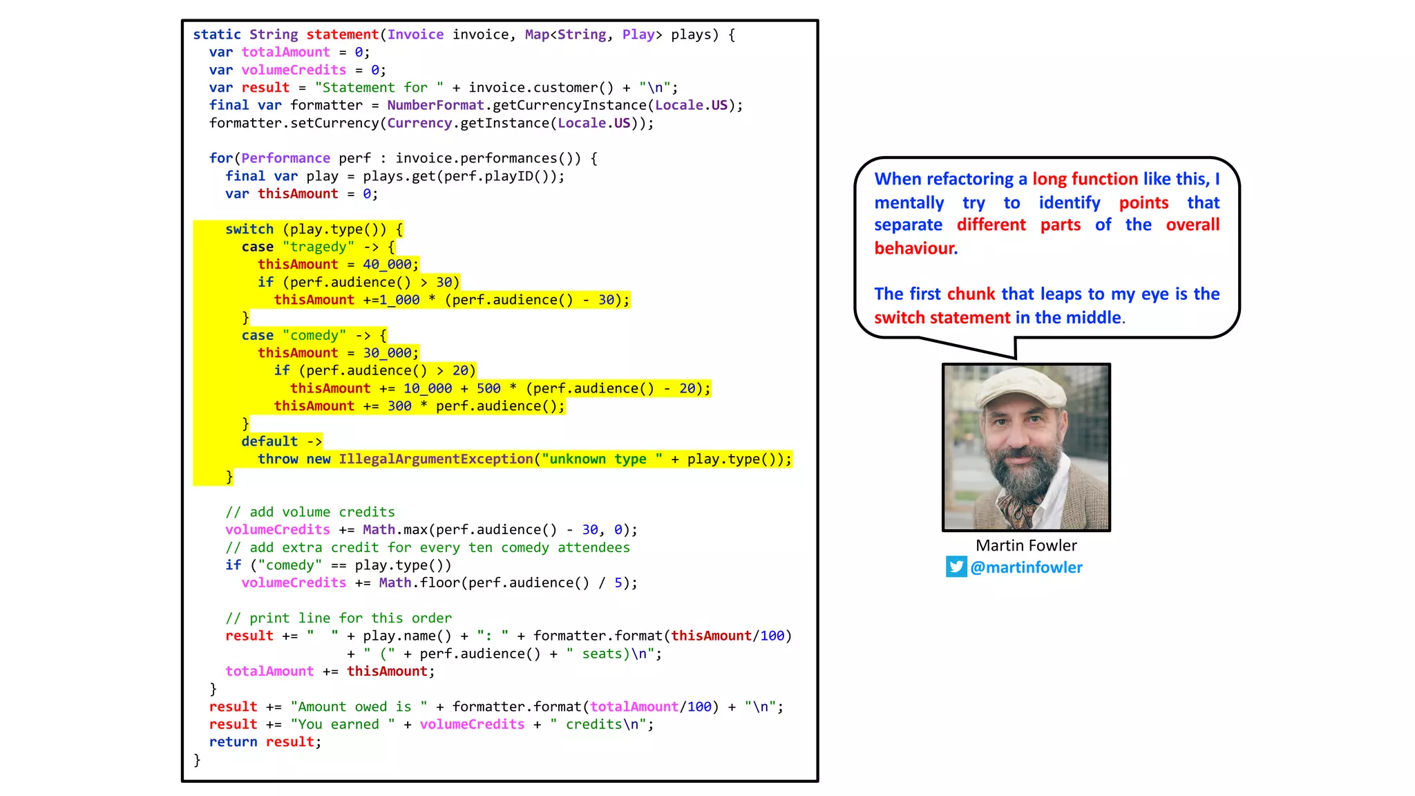 Refactoring: A First Example - Martin Fowler’s First Example of Refactoring, Adapted to Java ...