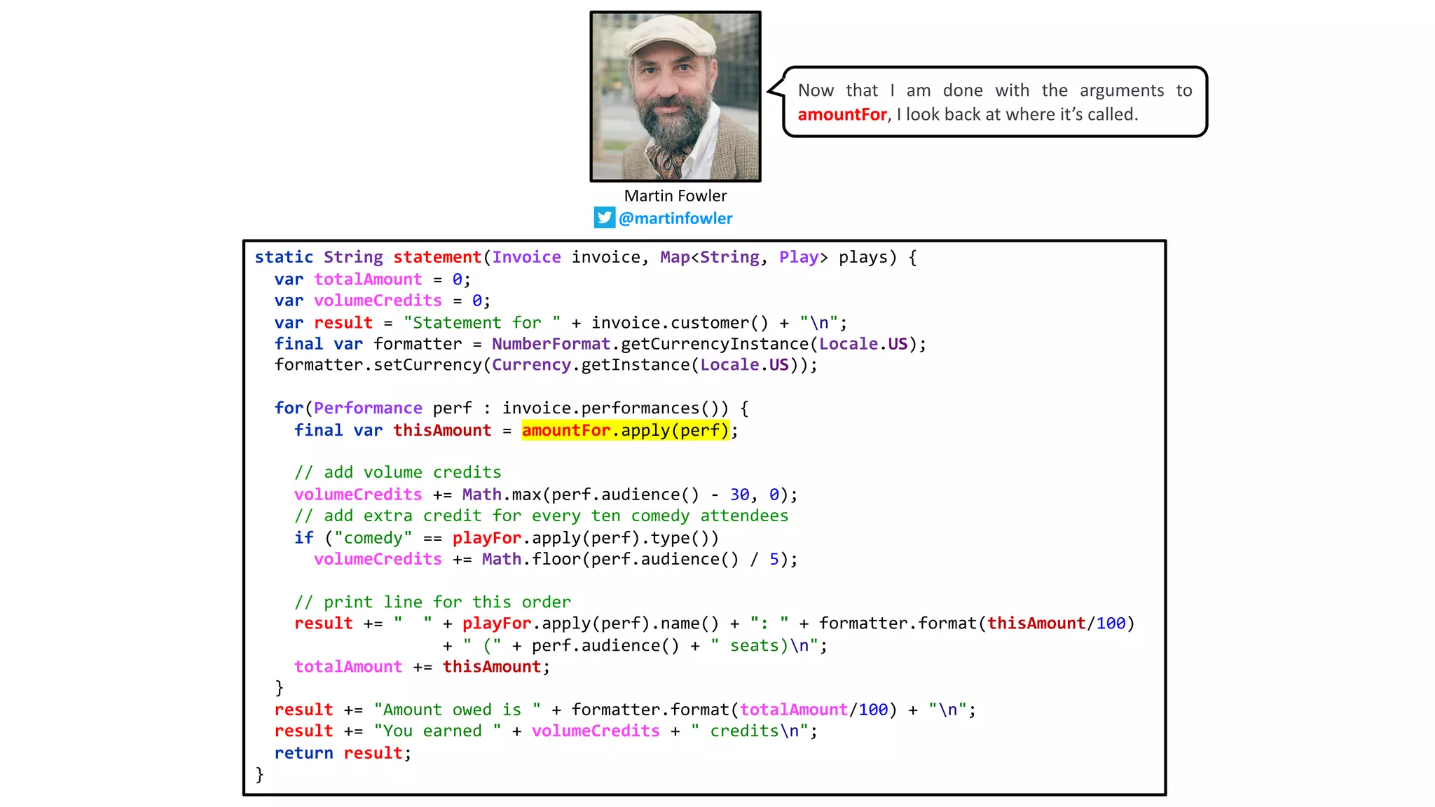 Refactoring: A First Example - Martin Fowler’s First Example of Refactoring, Adapted to Java ...