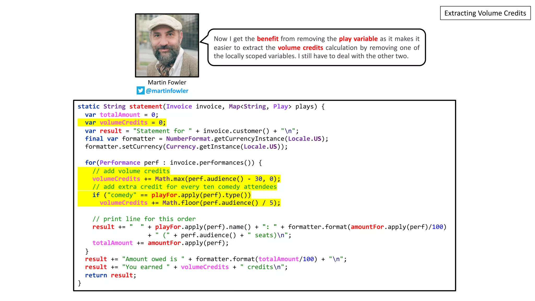 Refactoring: A First Example - Martin Fowler’s First Example of Refactoring, Adapted to Java ...