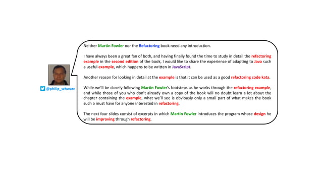 Refactoring: A First Example - Martin Fowler’s First Example of ...
