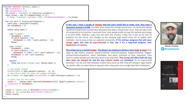 Refactoring: A First Example - Martin Fowler’s First Example of ...
