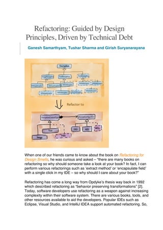 Refactoring guided by design principles driven by technical debt | PDF