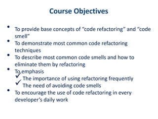 Refactoring and code smells | PPTX