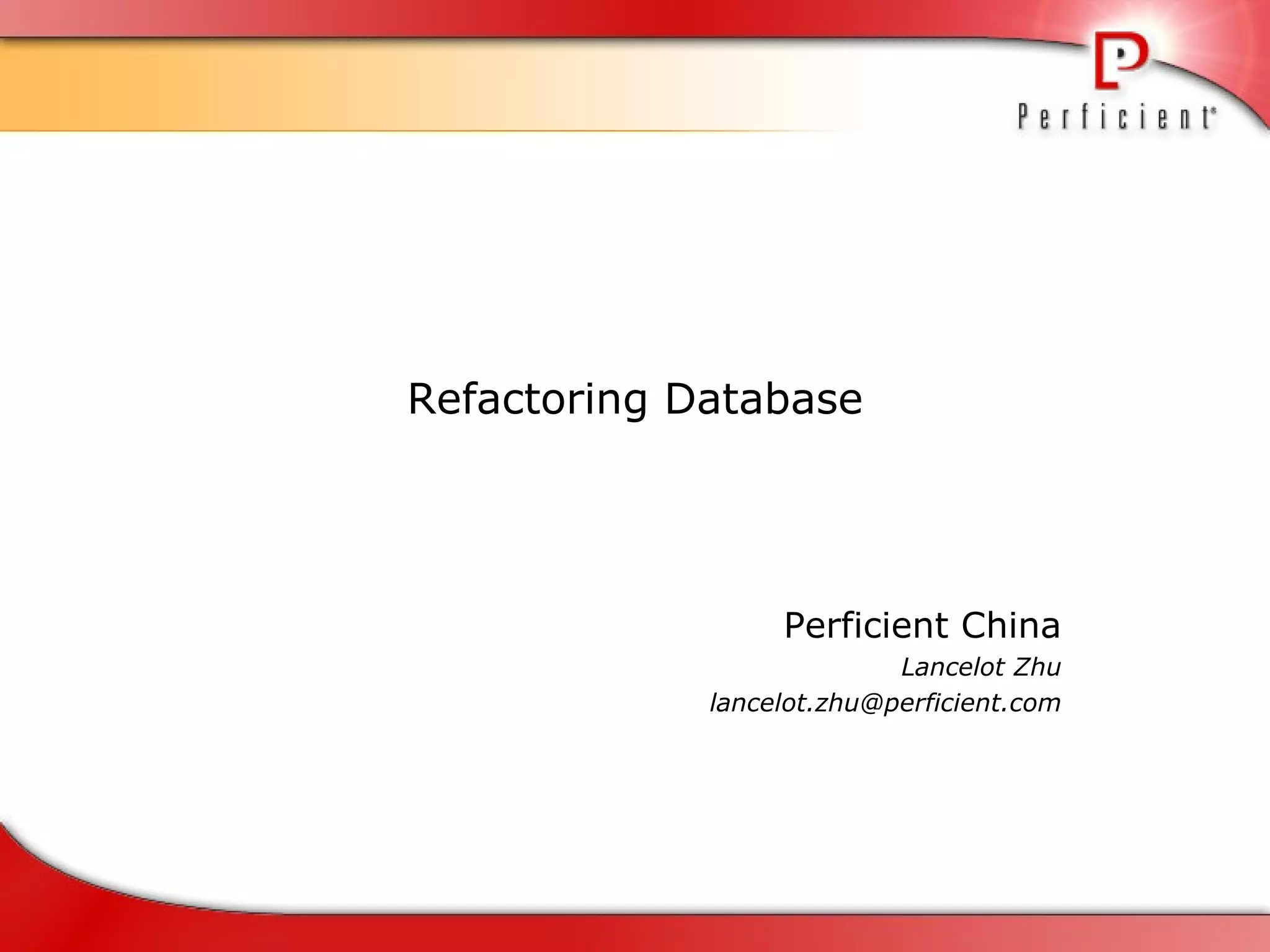 Refactoring database | PPT
