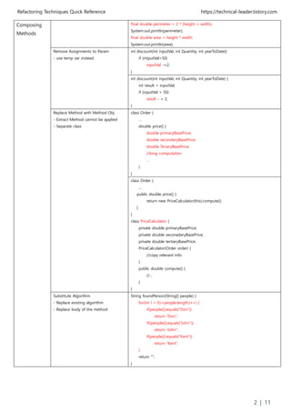 Martin Fowler's Refactoring Techniques Quick Reference | PDF | Programming Languages | Computing