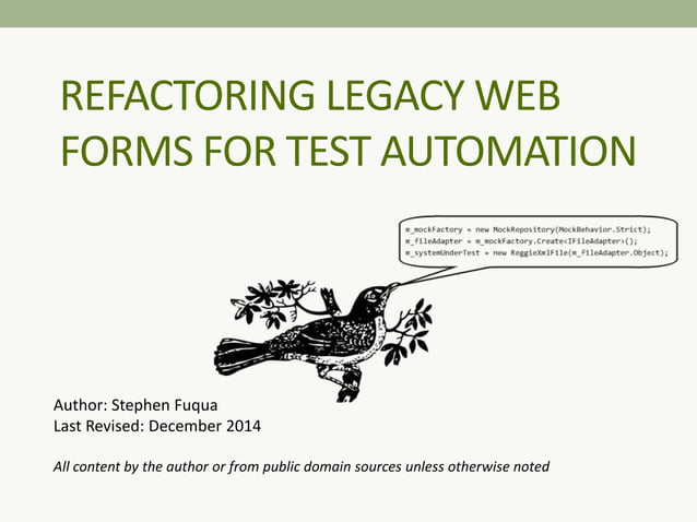 Refactoring Legacy Web Forms for Test Automation | PPT