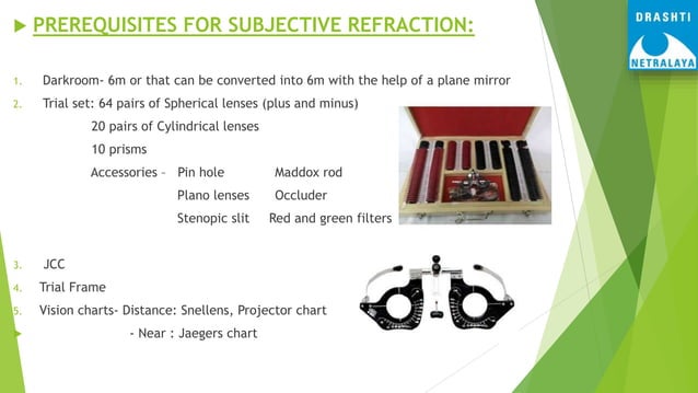 REFRACTION: OBJECTIVE RETINOSCOPY AND SUBJECTIVE ACCEPTANCE | PPTX