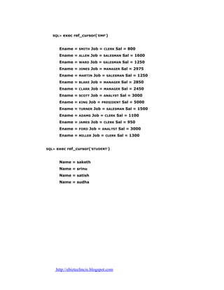 Oracle Ref cursors | DOC
